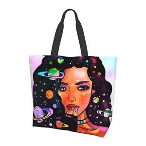 jysdzse african american woman tote bag shoulder handbag for daily use lightweight durable shopping bag