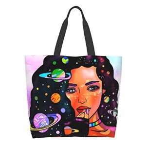 JYSDZSE African American Woman Tote Bag Shoulder Handbag For Daily Use Lightweight Durable shopping bag