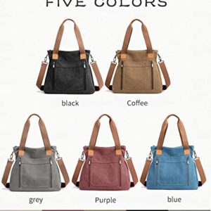 Eamom Purses and Handbags School Tote Bag Canvas Purses for Women Large Crossbody Bag for Women Canvas Shoulder Bag (Coffee)