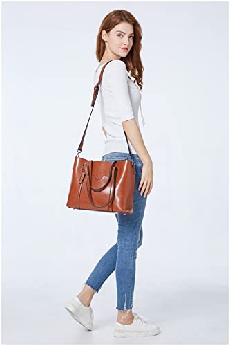 NALANCY Large Tote Handbag Purse Shoulder Bag Satchel Handbag Leather Tote Bag for women (red)