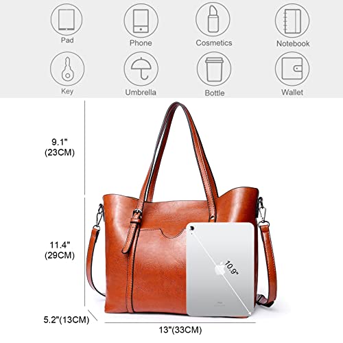 NALANCY Large Tote Handbag Purse Shoulder Bag Satchel Handbag Leather Tote Bag for women (red)