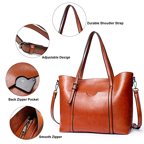 NALANCY Large Tote Handbag Purse Shoulder Bag Satchel Handbag Leather Tote Bag for women (red)