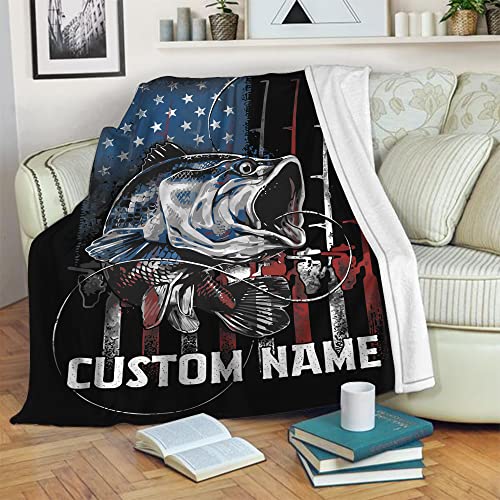 PAgree Personalized Fishing Fish Blanket, A Fisherman's Prayer Sherpa Fleece Throw Blanket Gifts for Fishing Lovers, Soft Flannel Blanket for Home Office Beach Fishing Throw for Men Fish Hunter (FS2)