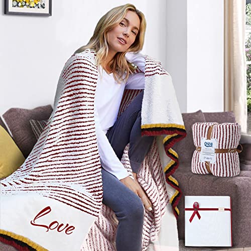 Gift for Mom Knit Blanket from Daughter Son Soft Throw Blankets for Women Love You Birthday Mom Gifts Wife Her Grandma Couch Bed Lightweight Warm (50"x60")