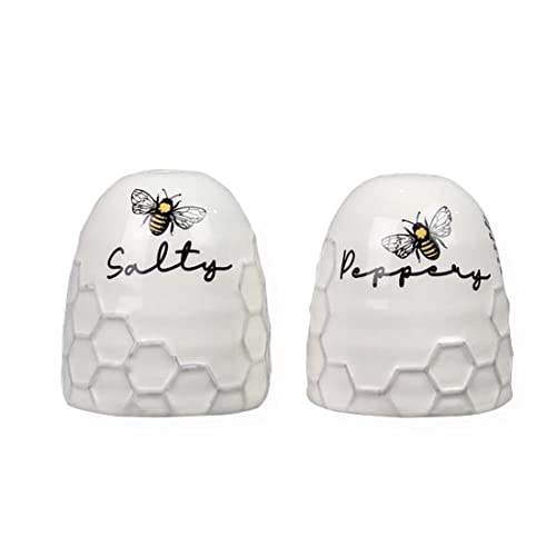 Honey Bee Ceramic Salt and Pepper Shakers, Unique Honeycomb Salt & Pepper Shaker Set for Kitchen Counter Home Decor Accents