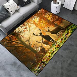 wildlife bear deer wolf large area rugs for bedroom, carpet for teen kids adult room decor indoor area rugs yoga mat with quick dry anti-slip rubber, washable living room sofa floor mat door mat