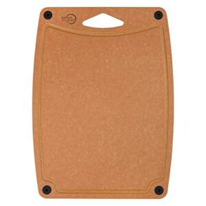 Mercer Culinary Composite Cutting Board-17.25" X 11.75",W/SIL Feet/Channel, Small, Tan