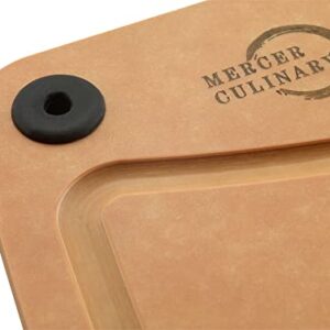 Mercer Culinary Composite Cutting Board-17.25" X 11.75",W/SIL Feet/Channel, Small, Tan