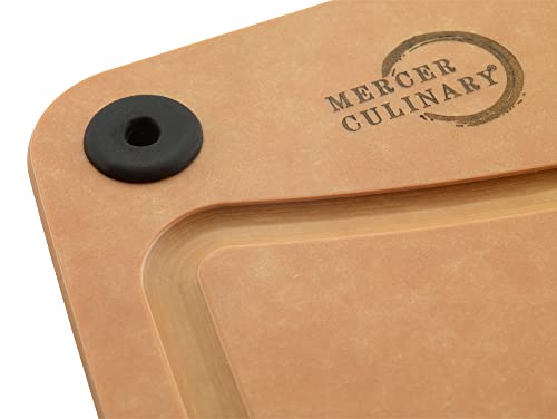 Mercer Culinary Composite Cutting Board-17.25" X 11.75",W/SIL Feet/Channel, Small, Tan