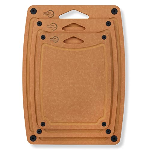 Mercer Culinary Composite Cutting Board-17.25" X 11.75",W/SIL Feet/Channel, Small, Tan