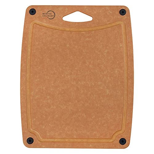 Mercer Culinary Composite Cutting Board-11.75" X 9.25",W/SIL Feet/Channel, Large, Tan