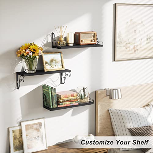 SRIWATANA U Shelves Wall Mounted Set of 3 and Large Floating Shelves Set of 3 （Contains 2 Items）