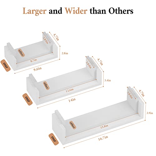 SRIWATANA U Shelves Wall Mounted Set of 3 and Large Floating Shelves Set of 3 （Contains 2 Items）