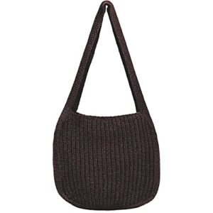 fairy grunge knitted shoulder bags y2k fairycore tote bag aesthetic hobo bag indie crossbody bag alt purse accessories (coffee)