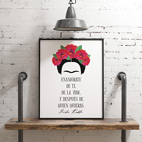 ‘Enamorate De Ti’ Frida Kahlo Quote Wall Art | Modern 8x10 UNFRAMED Print | Spanish, Bohemian, Positive, Inspirational, Typography, Motivational Home Decor