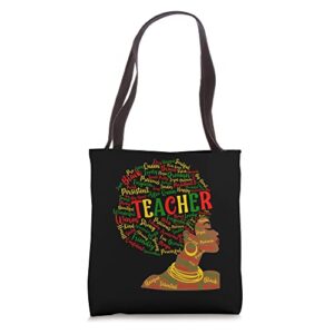 black smart teacher woman pride black history month tote bag