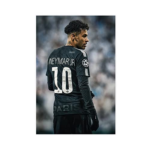 MASMU Neymar Jr Poster for Walls Soccer Posters Canvas Signed Wall Decor Unframe-style 12x18inch(30x45cm)