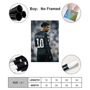 MASMU Neymar Jr Poster for Walls Soccer Posters Canvas Signed Wall Decor Unframe-style 12x18inch(30x45cm)