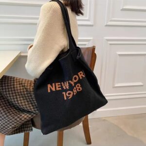 Grunge Knitted Tote Bag Y2K Fairycore Letter Shoulder Bag Aesthetic Hobo Bag Indie Crossbody Bag Alt Purse Accessories (Beige)