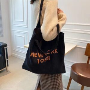 Grunge Knitted Tote Bag Y2K Fairycore Letter Shoulder Bag Aesthetic Hobo Bag Indie Crossbody Bag Alt Purse Accessories (Beige)