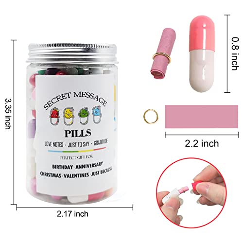 Capsule Message Pills in Bottle, 110PCS Cute Love Pills Birthday Christmas Anniversary Valentine Day Long Distance Relationships Gifts for Wife Girlfriend Boyfriend Mom Friend Husband