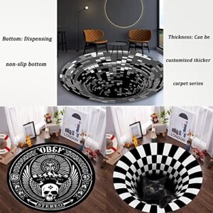 3D Vertigo Carpet, Round Floor Mat Living Room Coffee Table Carpet Home Floor Mat,Skull，Diameter 60cm