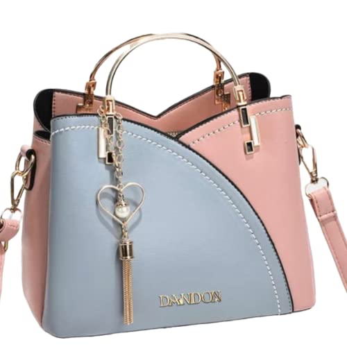 DANDON LLC Purses And Handbags For Women- Crossbody Purse, women's shoulder handbags,Tote Bag For Women,Adjustable Strap (Pink+Blue)