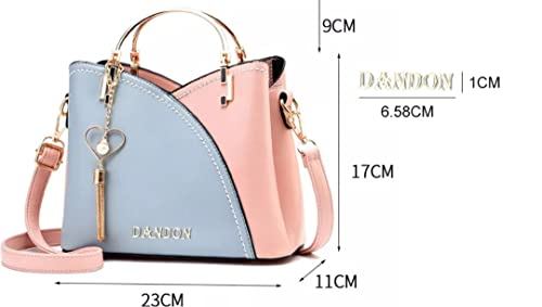 DANDON LLC Purses And Handbags For Women- Crossbody Purse, women's shoulder handbags,Tote Bag For Women,Adjustable Strap (Pink+Blue)