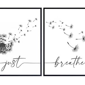 Just Breathe Poster Set 11x14 - Positive Quotes Wall Decor - Encouragement Gifts for Women - Inspirational Quotes Wall Art & Decor - Uplifting Gift for Women - Bedroom Wall Art - Living room Wall Art