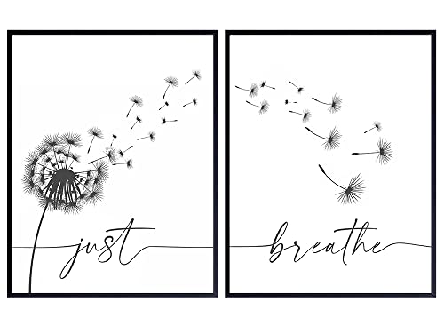 Just Breathe Poster Set 11x14 - Positive Quotes Wall Decor - Encouragement Gifts for Women - Inspirational Quotes Wall Art & Decor - Uplifting Gift for Women - Bedroom Wall Art - Living room Wall Art