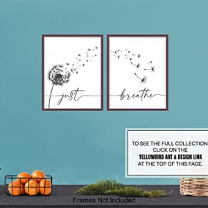 Just Breathe Poster Set 11x14 - Positive Quotes Wall Decor - Encouragement Gifts for Women - Inspirational Quotes Wall Art & Decor - Uplifting Gift for Women - Bedroom Wall Art - Living room Wall Art