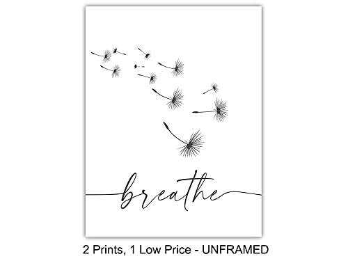 Just Breathe Poster Set 11x14 - Positive Quotes Wall Decor - Encouragement Gifts for Women - Inspirational Quotes Wall Art & Decor - Uplifting Gift for Women - Bedroom Wall Art - Living room Wall Art