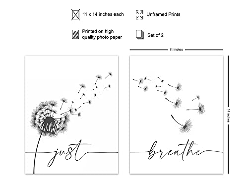 Just Breathe Poster Set 11x14 - Positive Quotes Wall Decor - Encouragement Gifts for Women - Inspirational Quotes Wall Art & Decor - Uplifting Gift for Women - Bedroom Wall Art - Living room Wall Art