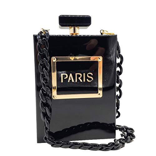 DDQYYSPP Black Paris Perfume Shape Women Acrylic Box Clutch Evening Bags Party Purses Cocktail Handbags