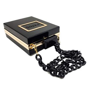 DDQYYSPP Black Paris Perfume Shape Women Acrylic Box Clutch Evening Bags Party Purses Cocktail Handbags