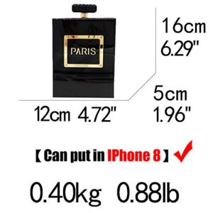 DDQYYSPP Black Paris Perfume Shape Women Acrylic Box Clutch Evening Bags Party Purses Cocktail Handbags