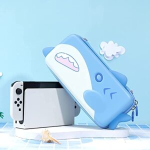 GeekShare Cute Carry Case Compatible with Nintendo Switch/Switch OLED - Portable Hardshell Slim Travel Carrying Case fit Switch Console & Game Accessories -- Shark