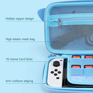 GeekShare Cute Carry Case Compatible with Nintendo Switch/Switch OLED - Portable Hardshell Slim Travel Carrying Case fit Switch Console & Game Accessories -- Shark