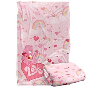 care bears blanket, 36″x58″ care bear love silky touch super soft throw blanket