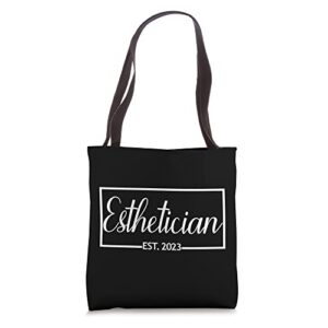 esthetician est. 2023, graduation new skin care specialist tote bag