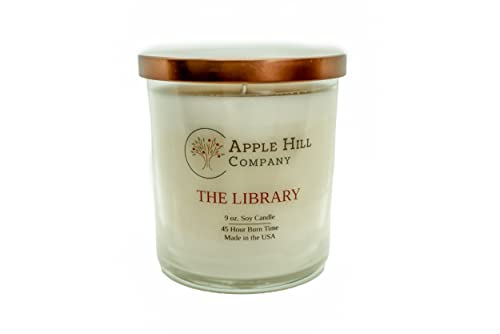 Apple Hill Company Natural Soy Candle - The Library (Teak-Wood, Cedar, and Sandalwood) 9 oz. | ~45 Hour Burn Time