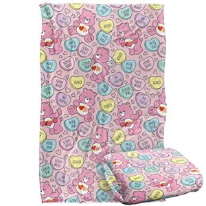 care bears blanket, 36″x58″ love a lot bear hearts silky touch super soft throw blanket