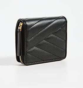 Tory Burch Women's Kira Chevron Bi-Fold Wallet, Black, One Size