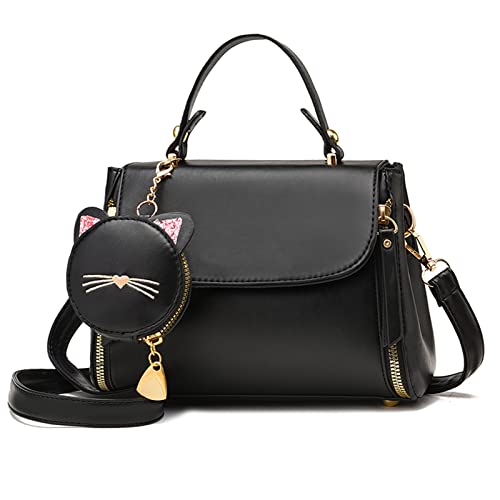 Crbeqabe Tote Purses and Handbags for Women Shoulder Bag Top Handle Bag for Ladies Kitten Purse Pendant