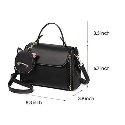 Crbeqabe Tote Purses and Handbags for Women Shoulder Bag Top Handle Bag for Ladies Kitten Purse Pendant