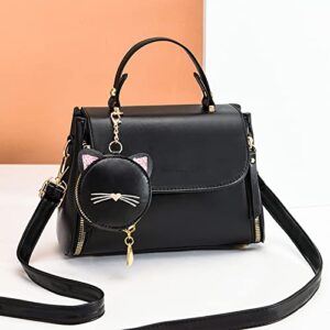 Crbeqabe Tote Purses and Handbags for Women Shoulder Bag Top Handle Bag for Ladies Kitten Purse Pendant