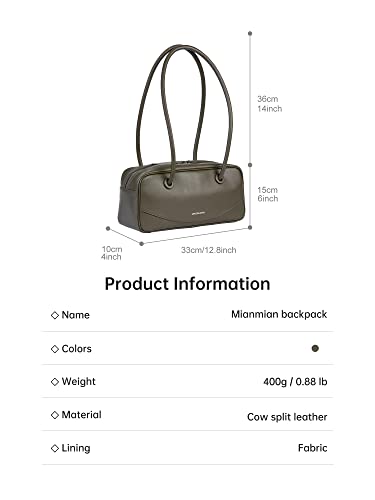 Amazing Song Shoulder Bag for Women, Top Handle Tote Designer Handbag Boston Satchel, Genuine Leather, Smiley Pillow Bag Matcha Chocolate