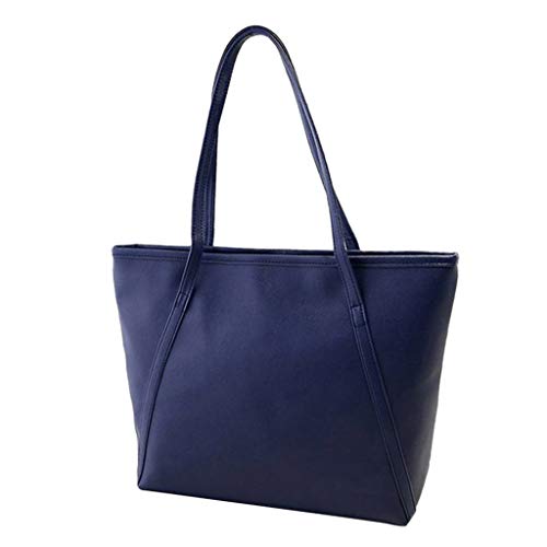 Large Work Tote Bag Handbag Women Bags High Messenger Satchel Shoulder Solid Leather Tassels for (Dark Blue, One Size)