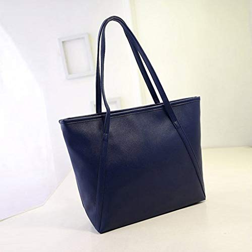 Large Work Tote Bag Handbag Women Bags High Messenger Satchel Shoulder Solid Leather Tassels for (Dark Blue, One Size)