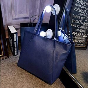 Large Work Tote Bag Handbag Women Bags High Messenger Satchel Shoulder Solid Leather Tassels for (Dark Blue, One Size)